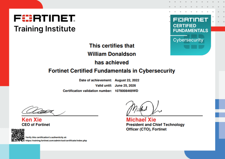 New Certificate: Fortinet Certified Fundamentals in Cybersecurity ...